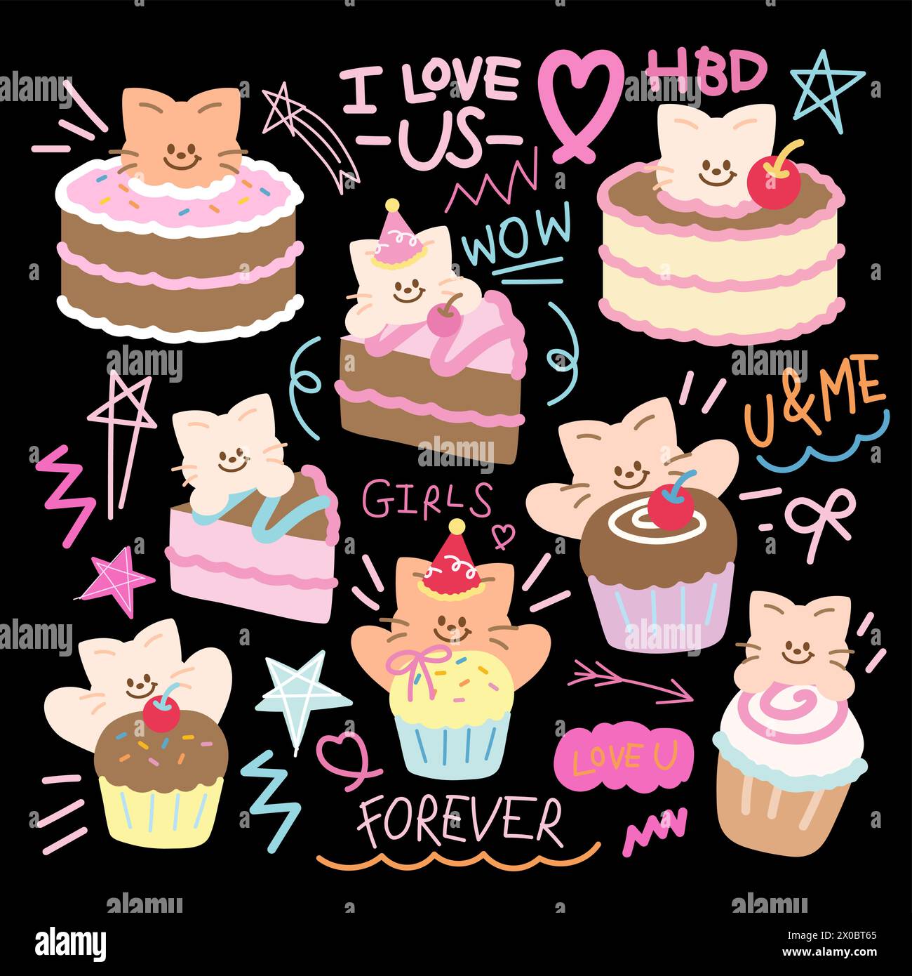 Cat cakes Stock Vector Images - Alamy