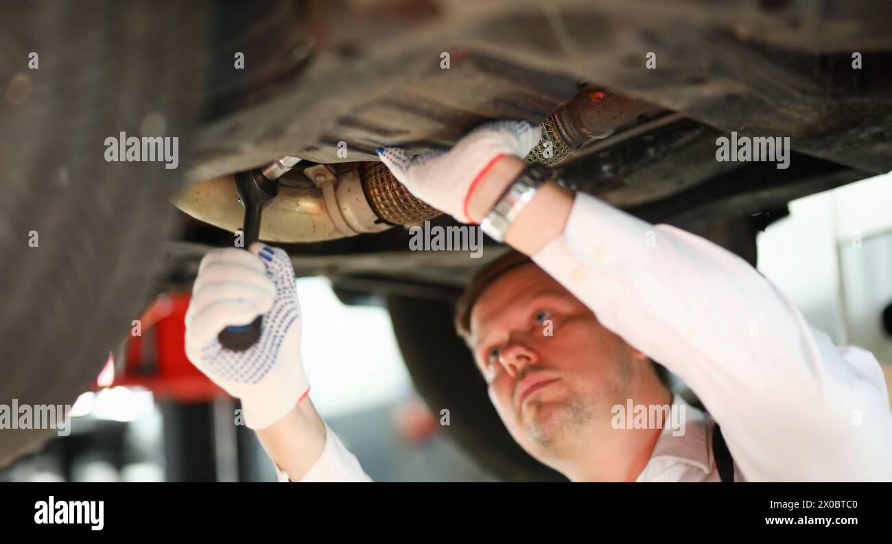 Male working car engine transportation automotive repairs hi-res stock ...