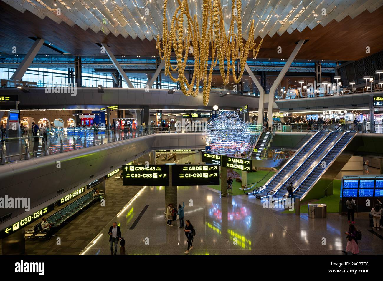 Hamad International Airport Terminal with all gates and Travelers ...