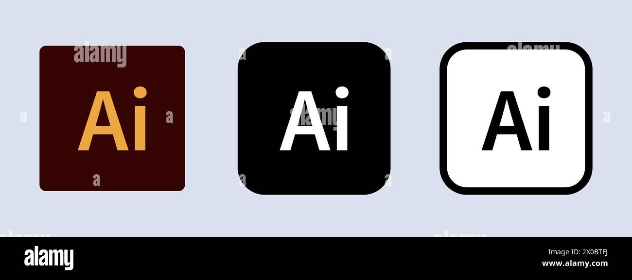 Adobe Illustrator logotype. Adobe application logo. Black, white and ...