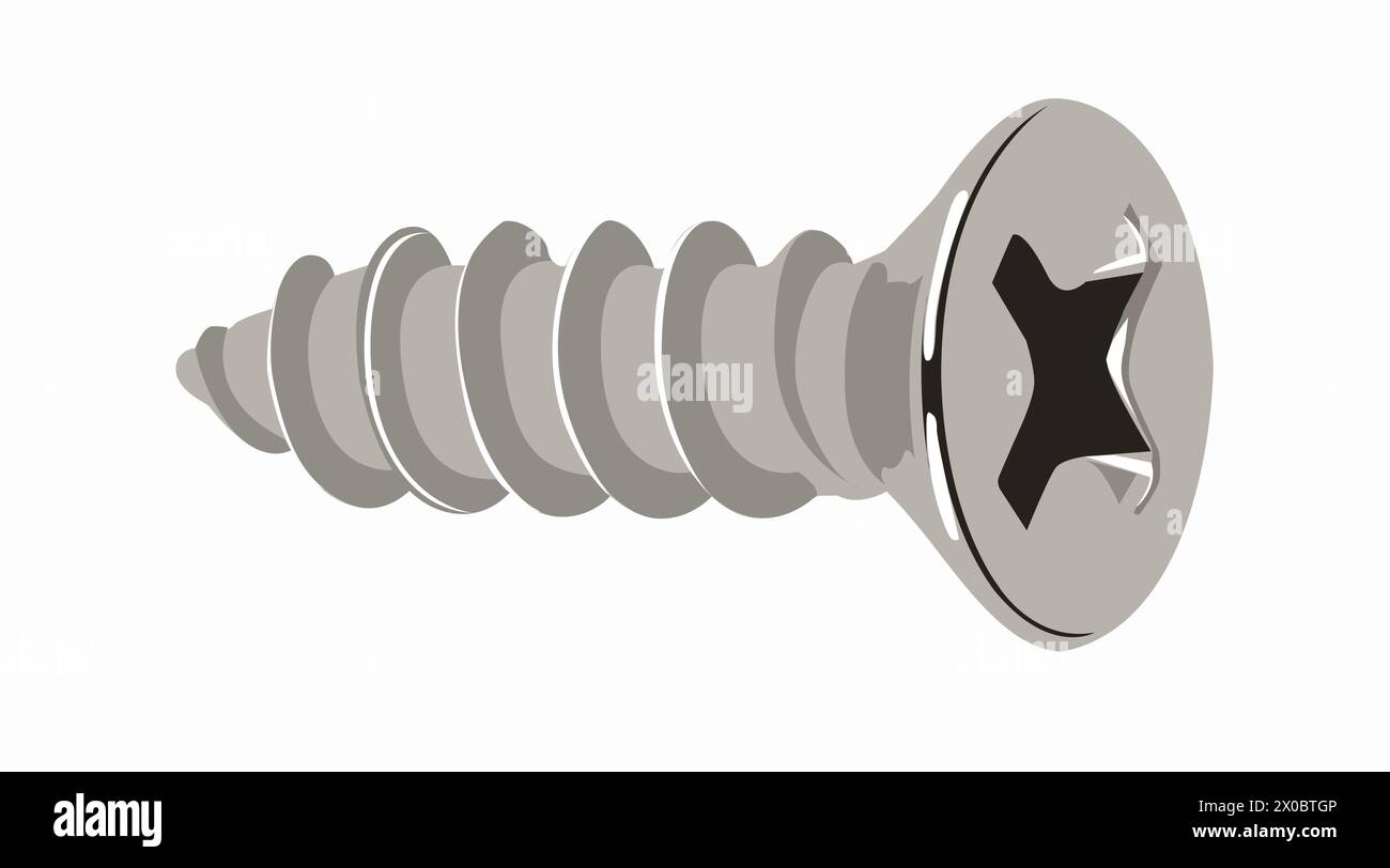 Vector Isolated Illustration of a Screw. Metal screw vectorial image ...