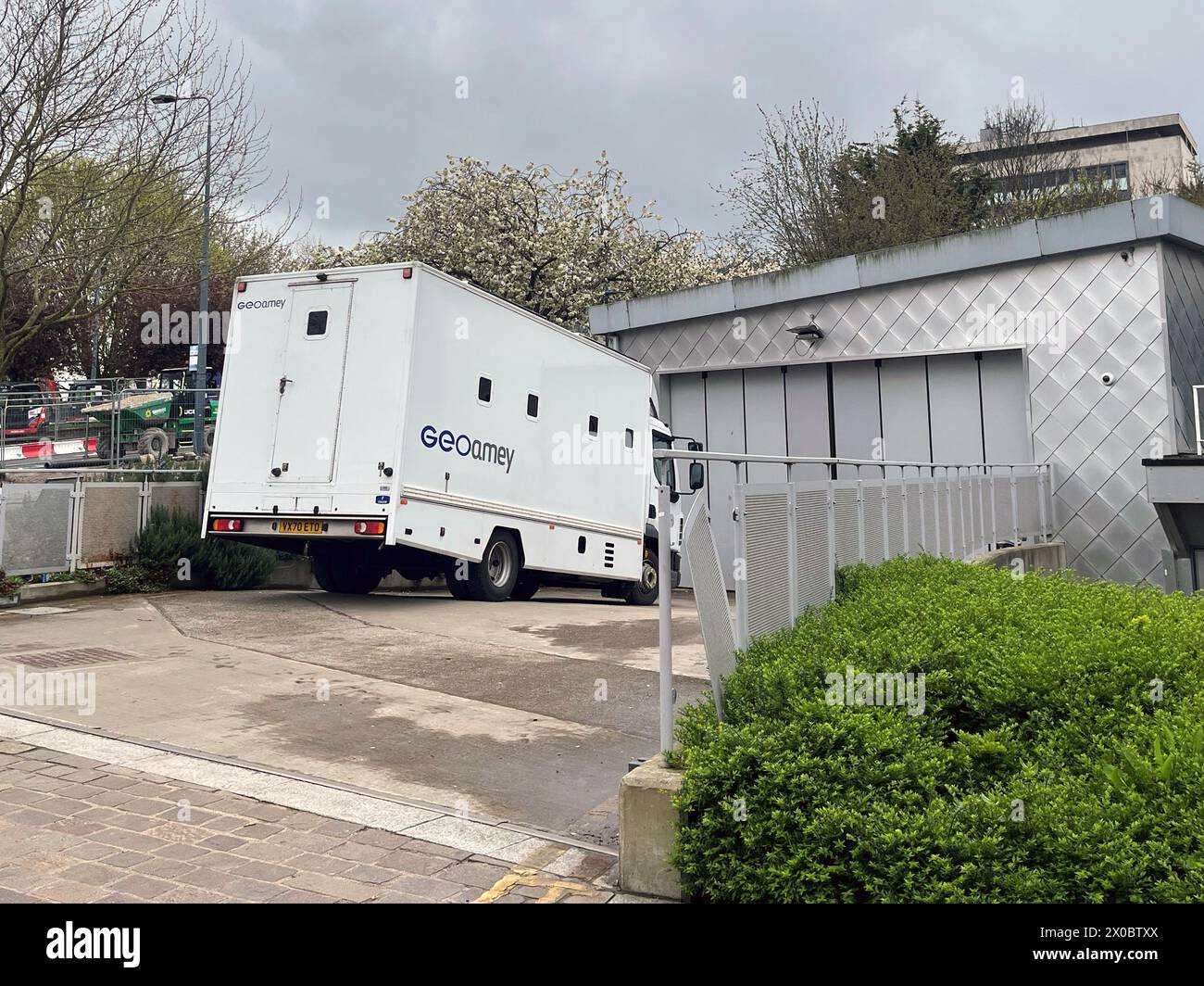 A van arriving at Bradford Magistrates Court, where Habibur Masum is ...