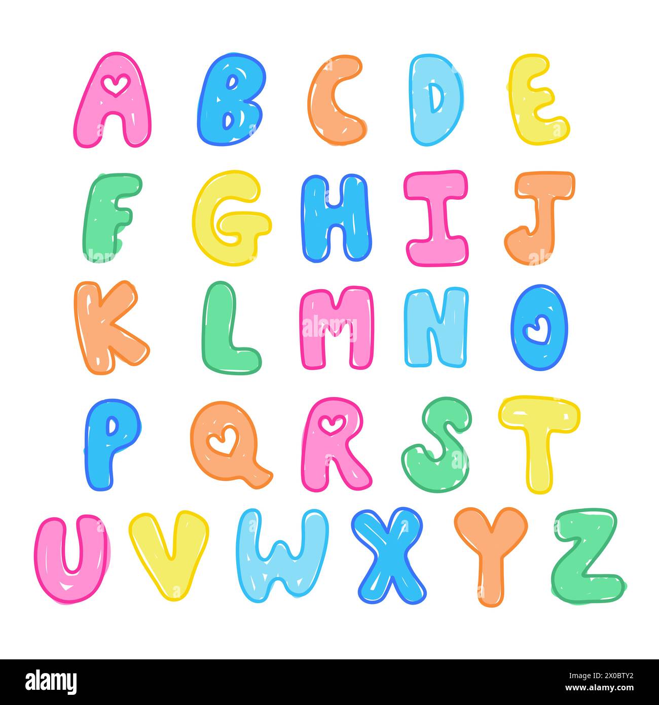 Hand drawn A to Z alphabet letters design for font, cartoon, typography ...