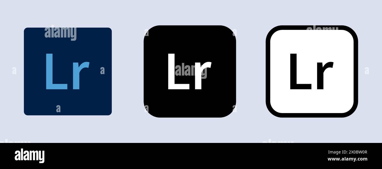 Adobe Photoshop Lightroom logotype. Adobe application logo. Black ...