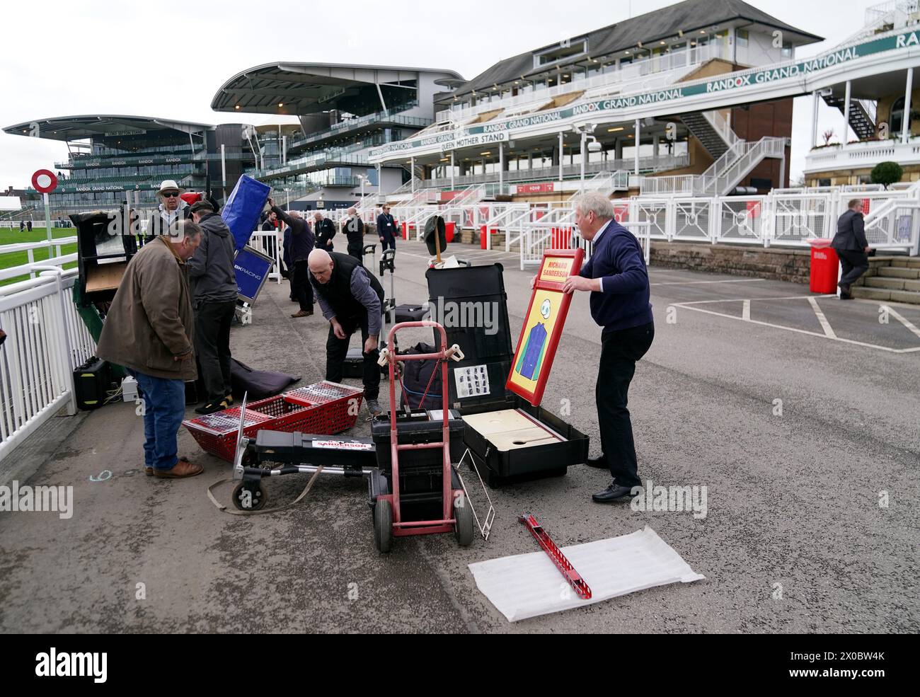 Bookmaker stalls are built ahead of the 2024 Randox Grand National ...