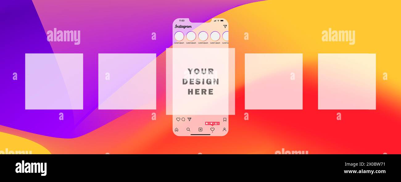 Instagram design. Set screen social media and network interface ...