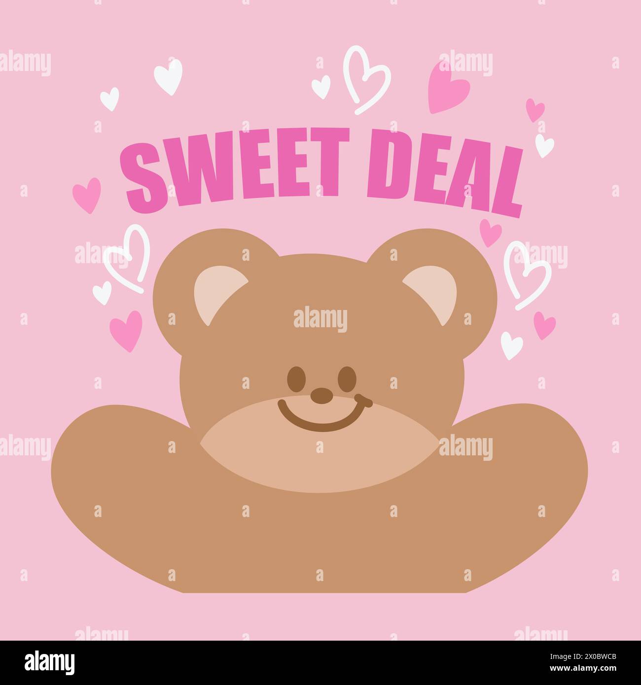 Illustration of teddy bear, hearts, SWEET DEAL letters for online ...