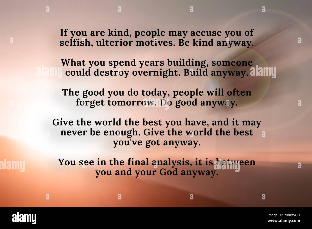 Word of wisdom about do good anyway with radial blur effect background ...