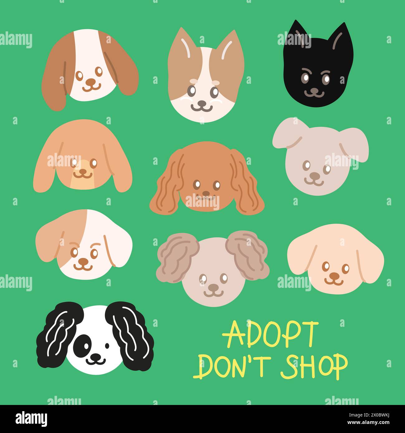 Illustration of puppies for adoption, rescue, animals, pet, vet, pet ...