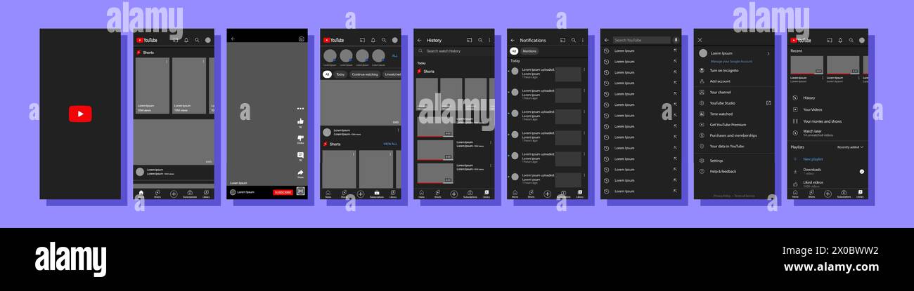 YouTube mobile interface. You Tube screen social media, social network ...