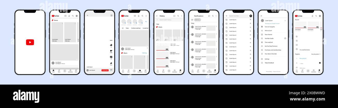 YouTube mobile interface. You Tube screen social media, social network ...