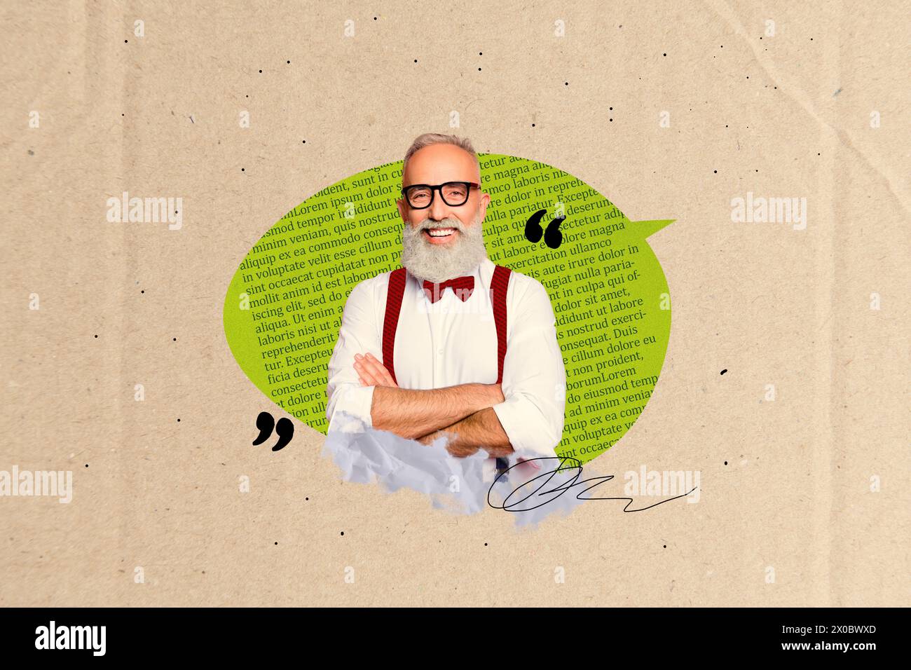 Composite collage picture image of confident old man speech bubble ...