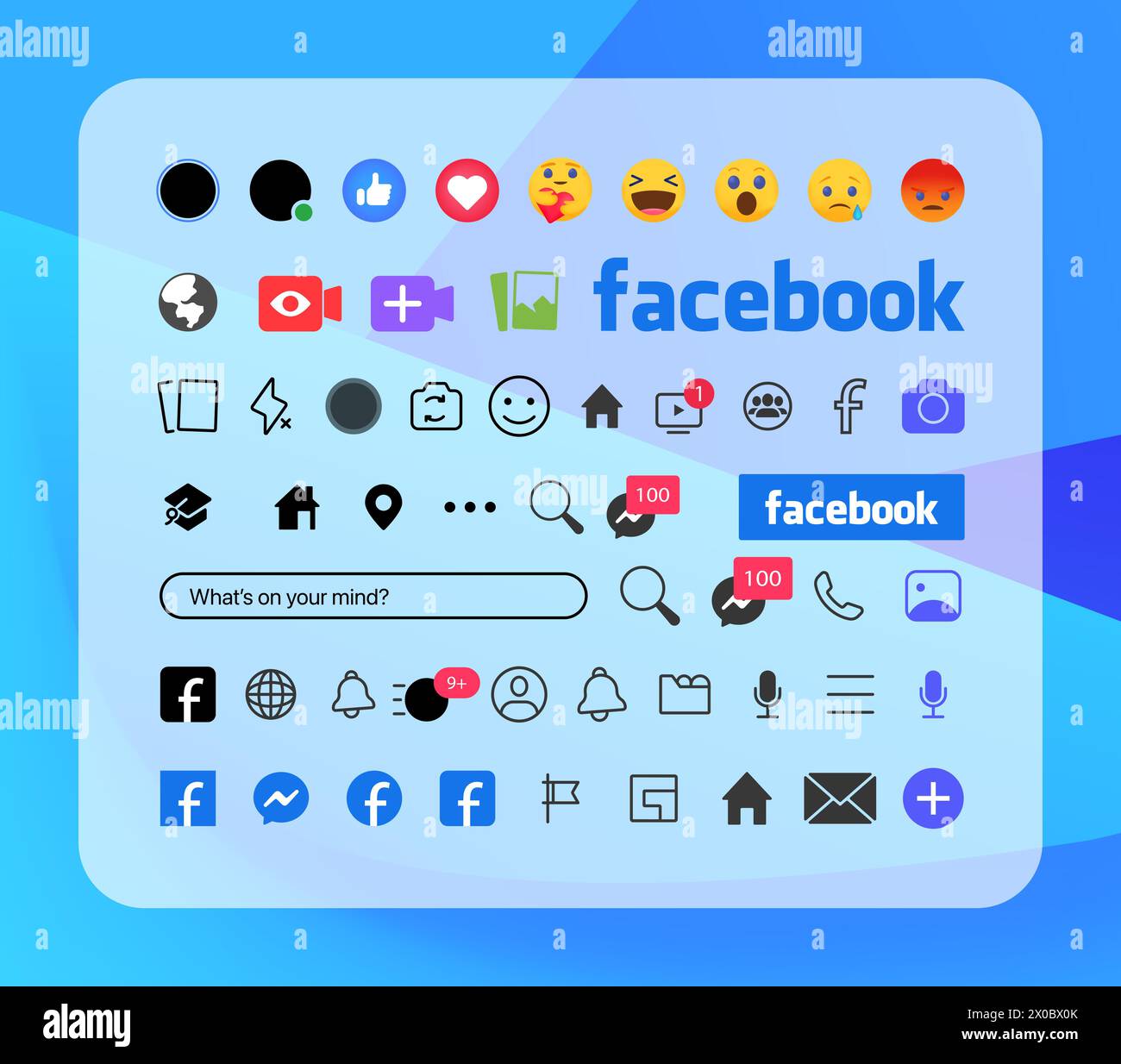 Facebook button icon. Set screen social media and social network ...