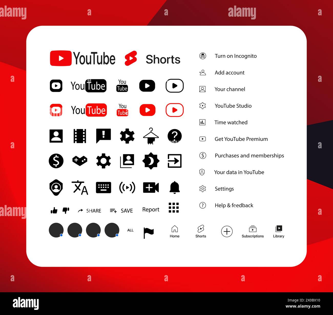 YouTube button icon. Set screen social media and social network ...
