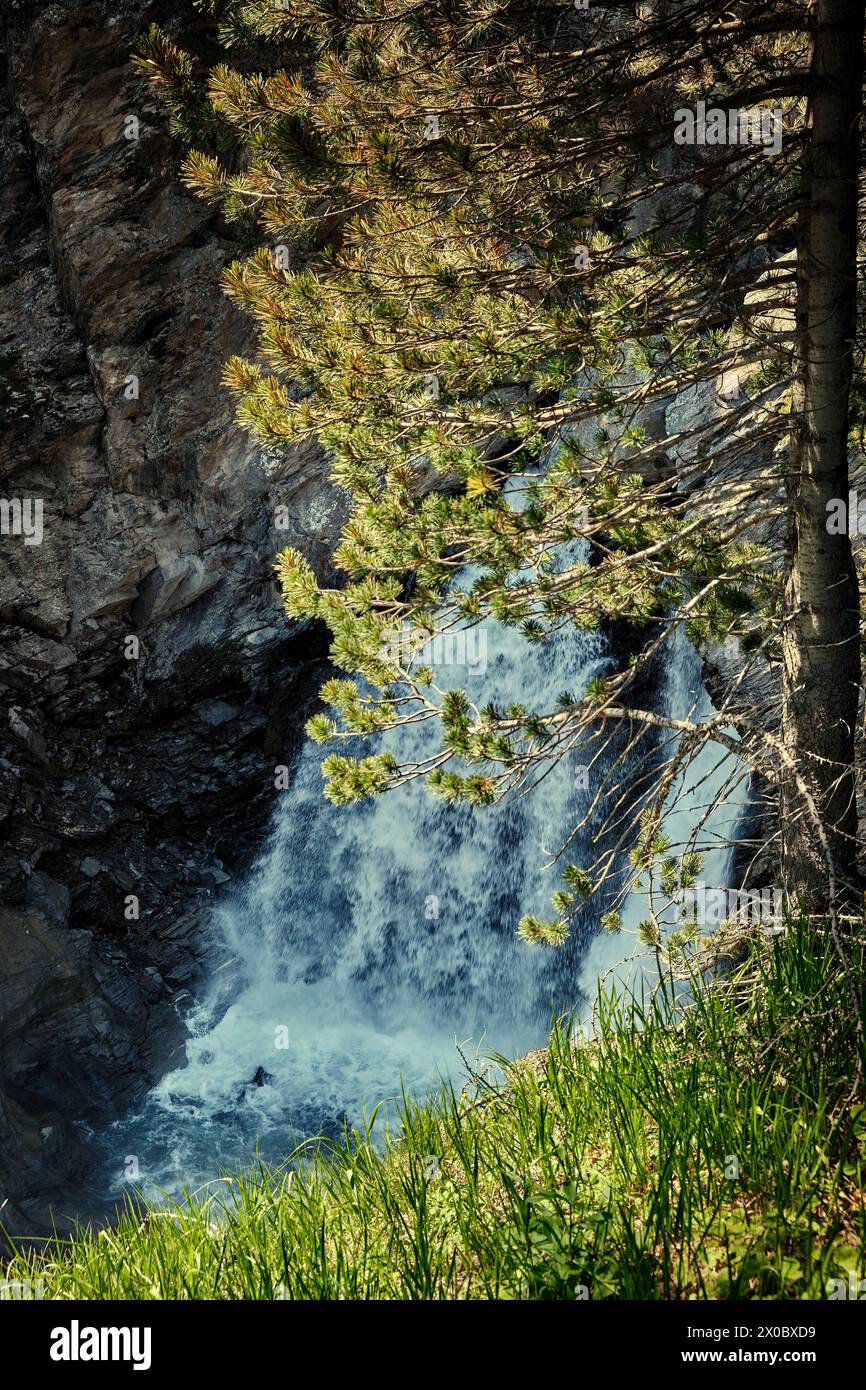 Waterfall in the Alps mountains, South Tyrol Stock Photo - Alamy