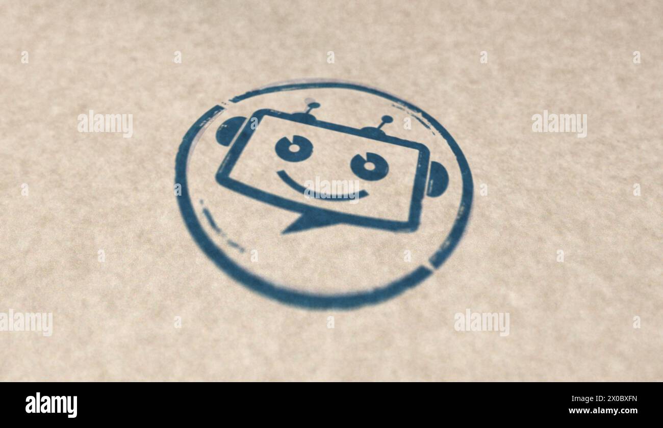 Chatbot ai bot stamp icons in few color versions. Artificial ...