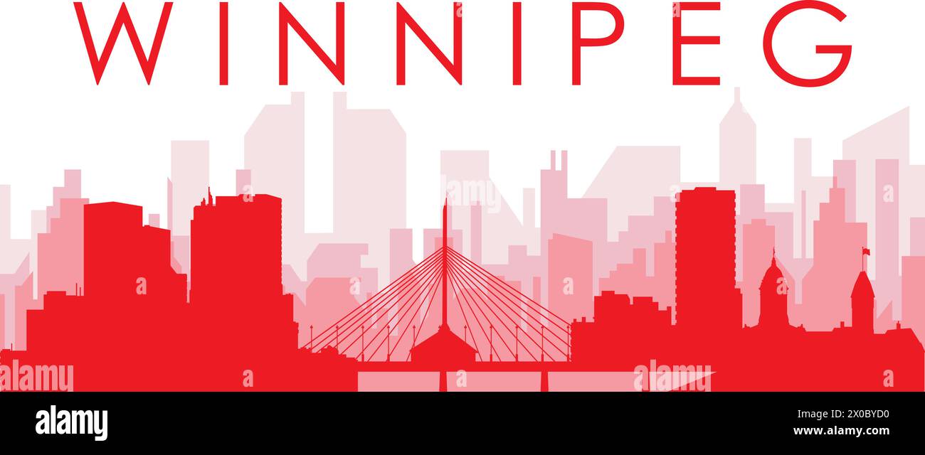 Red panoramic city skyline poster of WINNIPEG, CANADA Stock Vector ...