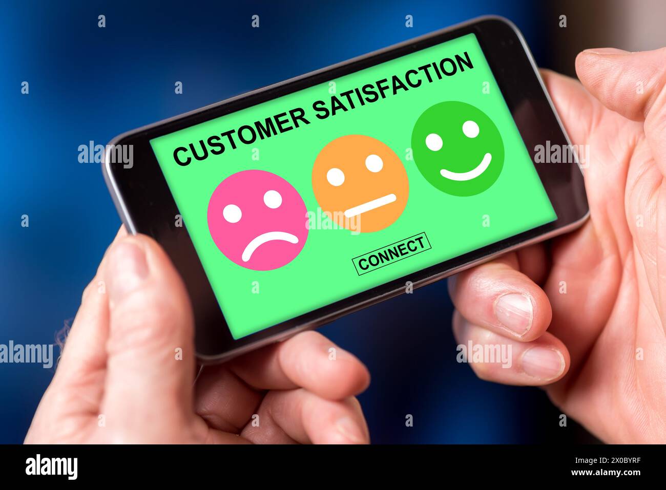 Smartphone screen displaying a customer satisfaction concept Stock ...