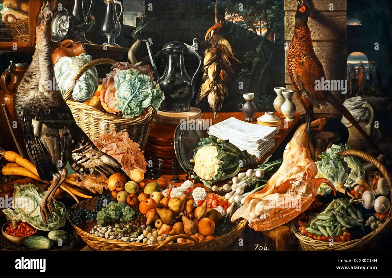 Kitchen Scene with Christ at Emmaus (c. 1560-1565) by Joachim ...