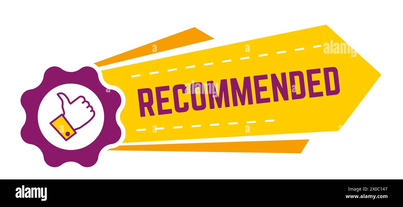 Recommended banner with thumb up and gear icon Stock Vector Image & Art ...