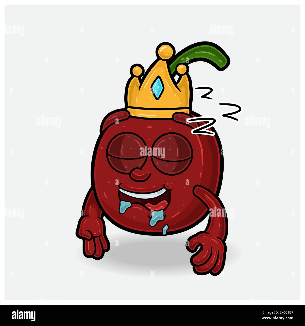 Sleep expression with Cherry Fruit Crown Mascot Character Cartoon ...