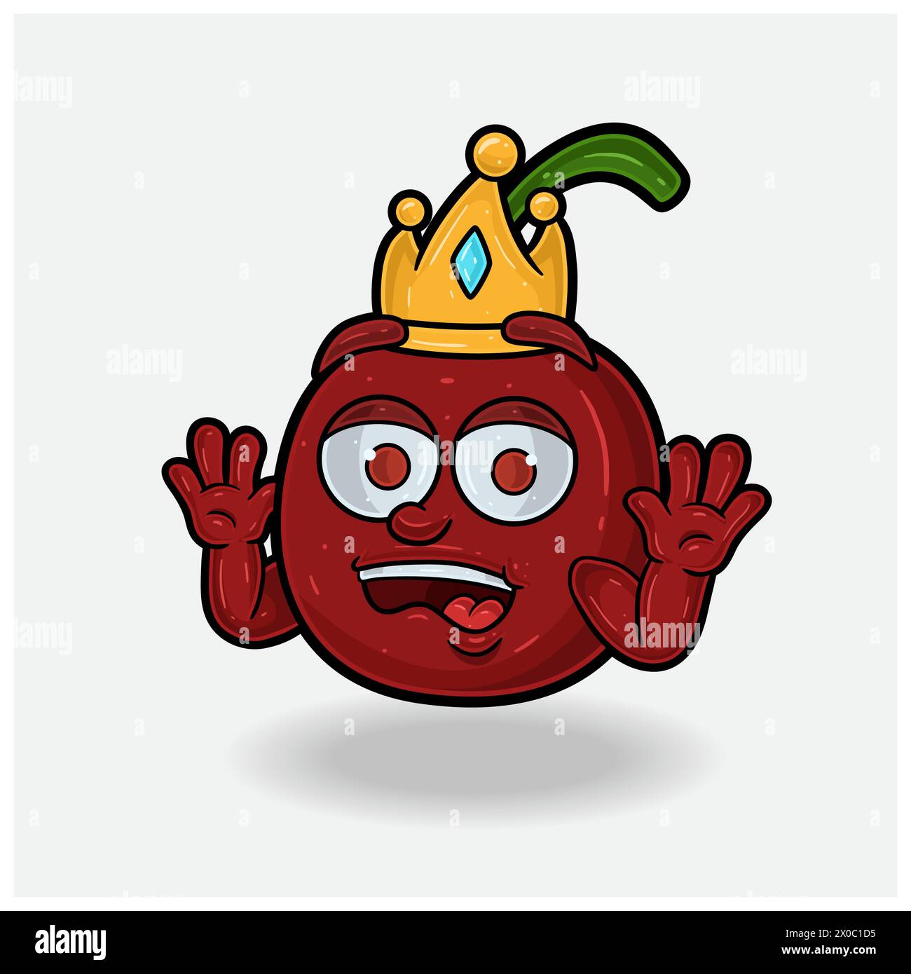 Shocked expression with Cherry Fruit Crown Mascot Character Cartoon ...