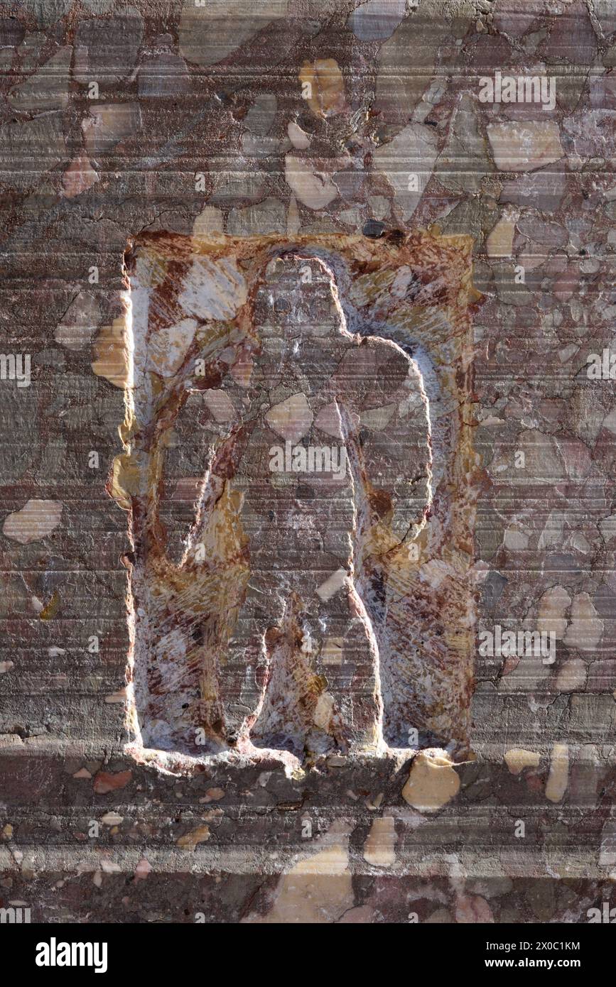 Contemporary Graffiti or Etching in Marble Quarry of Giant Man, Yeti or ...