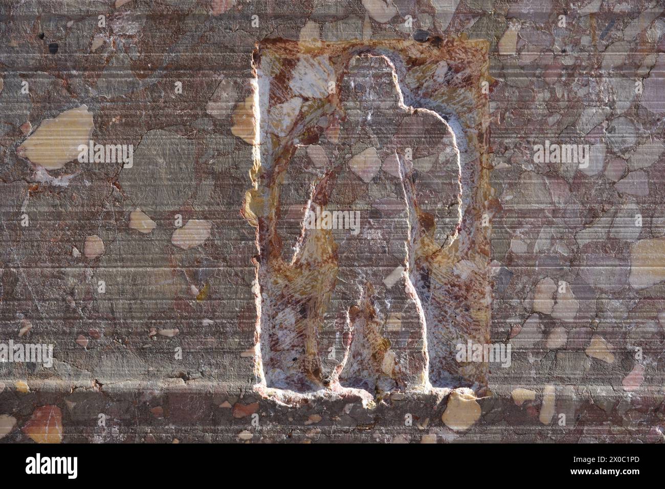Contemporary Graffiti or Etching in Marble Quarry of Giant Man, Yeti or ...