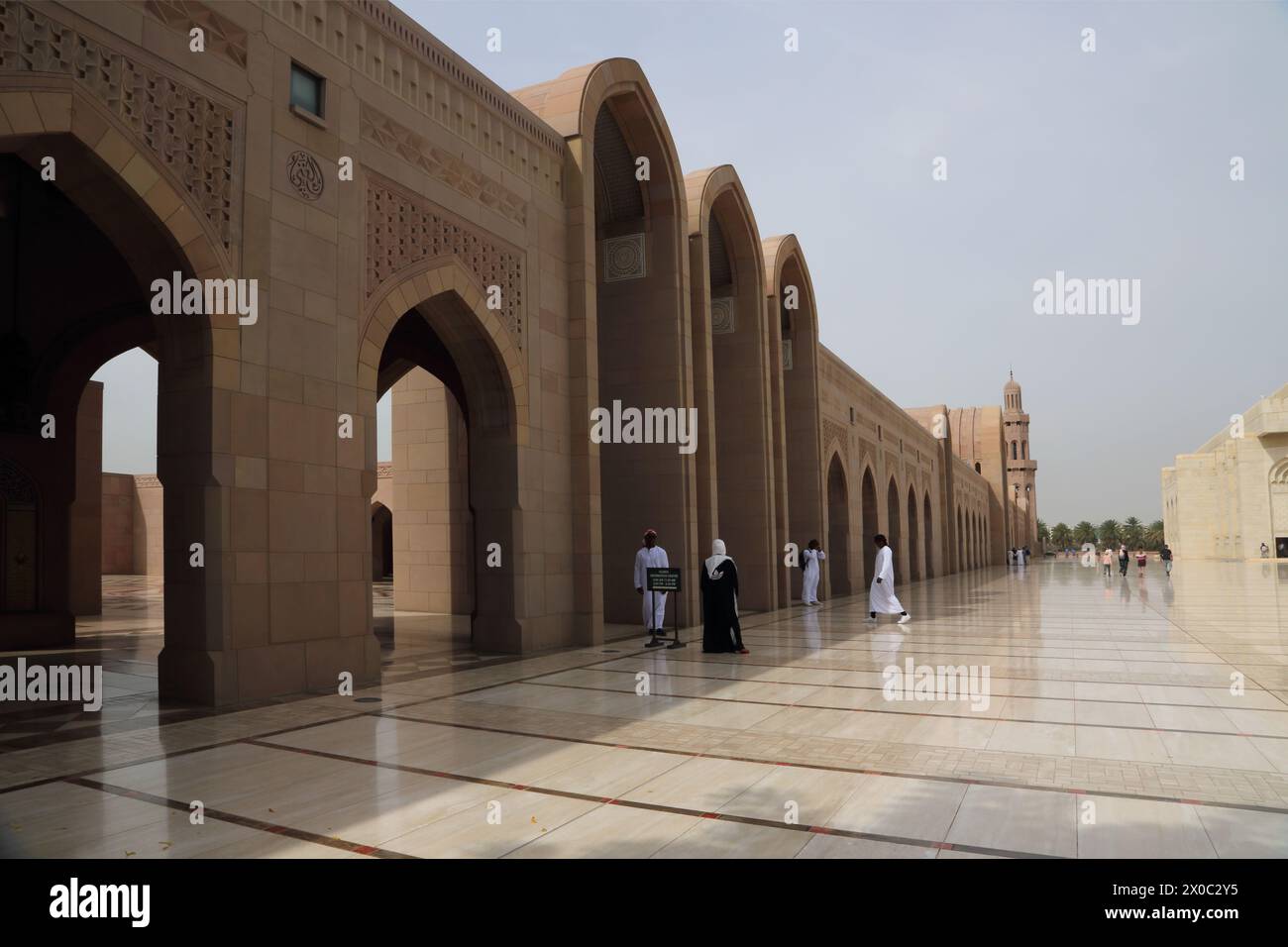 Sultan Qaboos Grand Mosque Outer Arcade (Riwaq) Muscat Oman Stock Photo ...