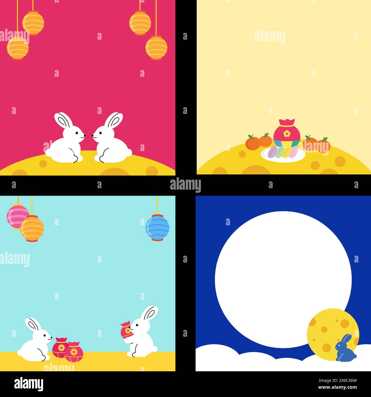 Banner set of Chuseok or mid autumn harvest festival holiday in South ...