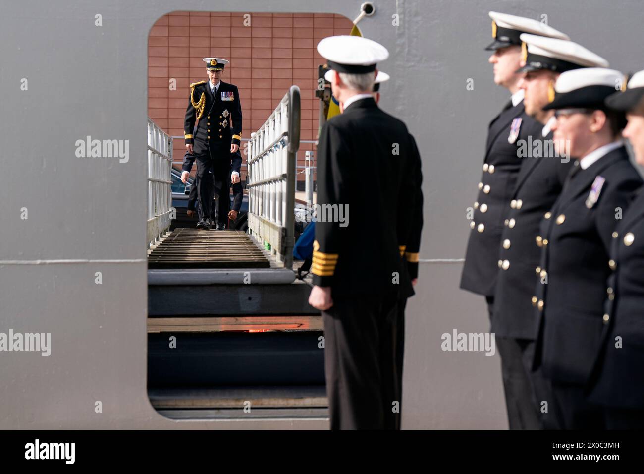 Prince Edward, the Duke of Edinburgh, boards the ship ahead of the ...