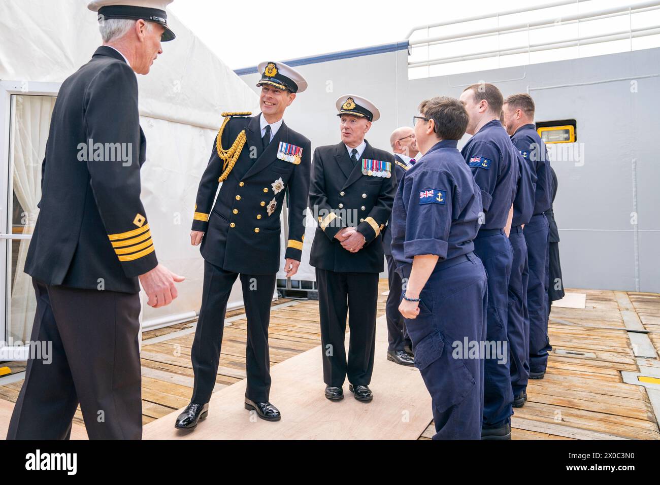 Prince Edward, the Duke of Edinburgh, meets members of the crew ahead ...