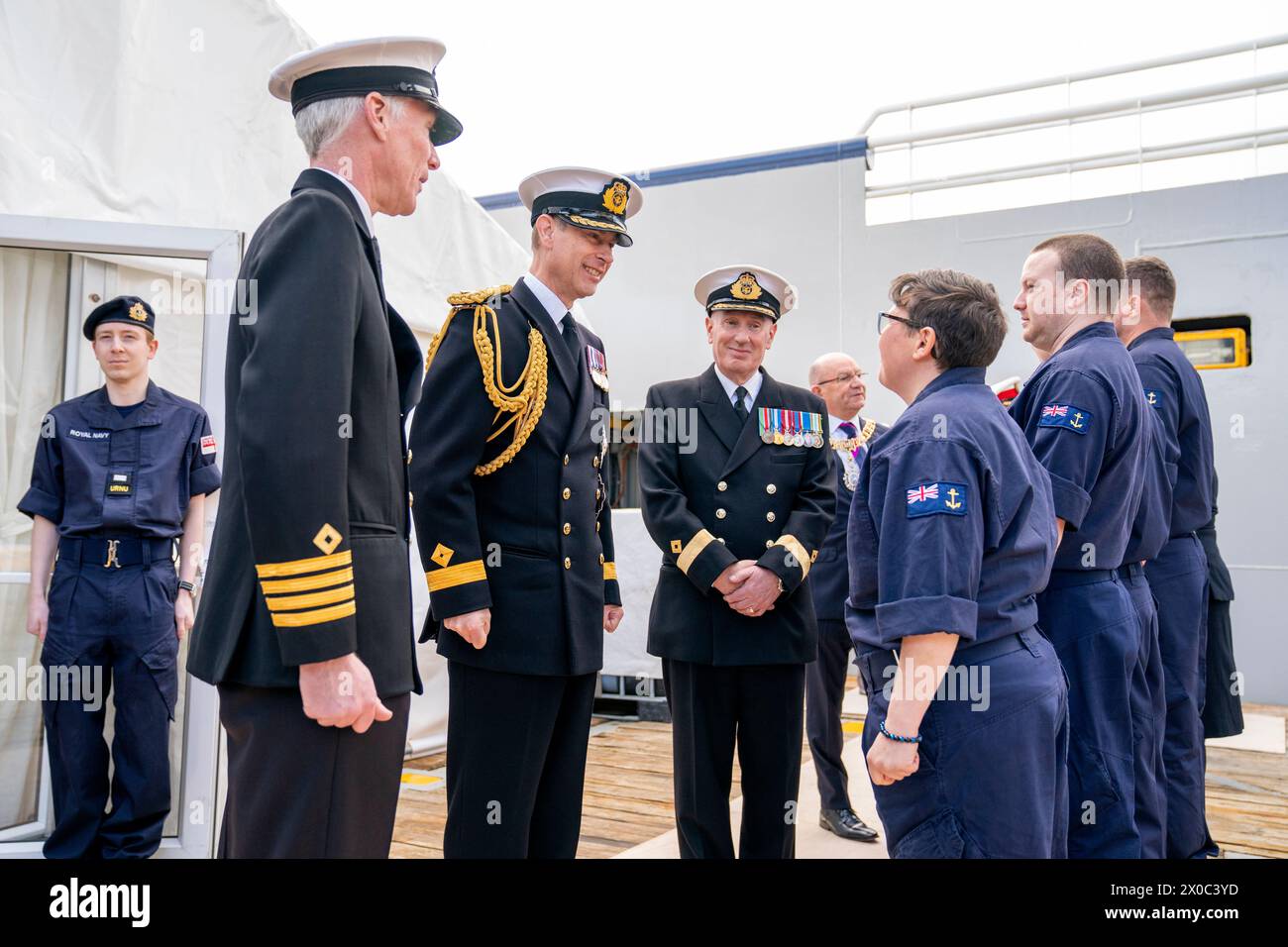Prince Edward, the Duke of Edinburgh, meets members of the crew ahead ...