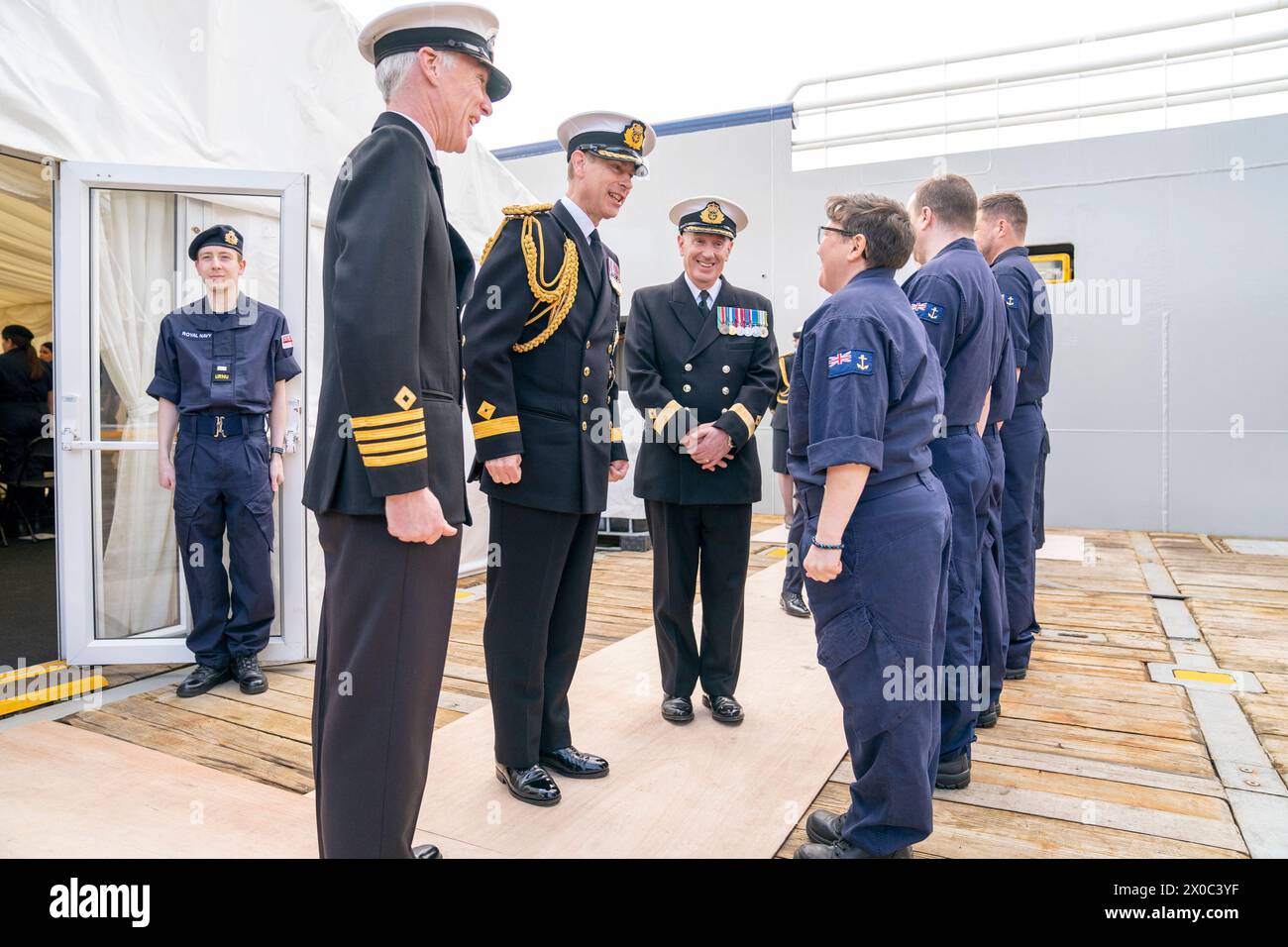 Prince Edward, the Duke of Edinburgh, meets members of the crew ahead ...