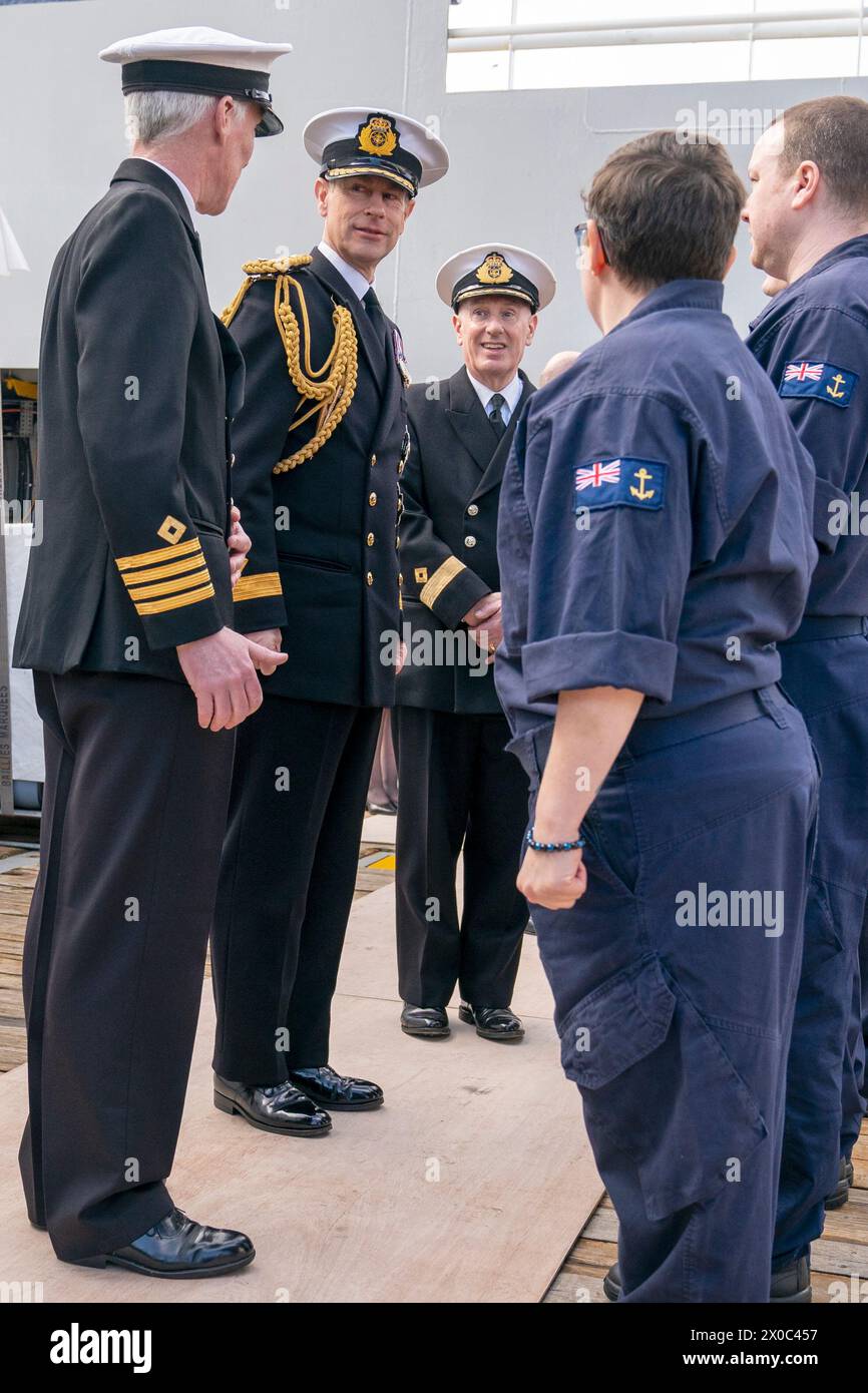 Prince Edward, the Duke of Edinburgh, meets members of the crew ahead ...