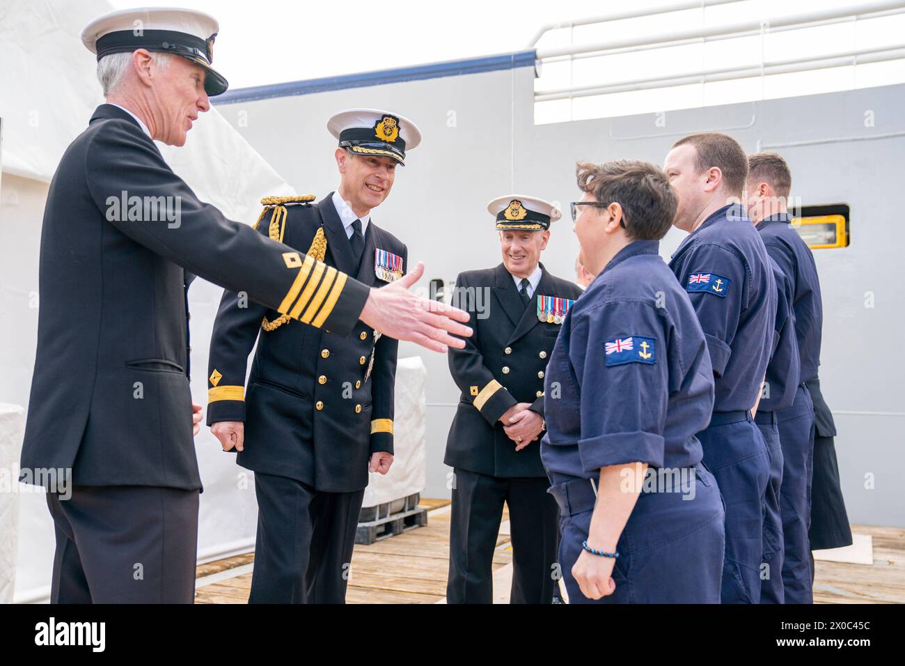 Prince Edward, the Duke of Edinburgh, meets members of the crew ahead ...