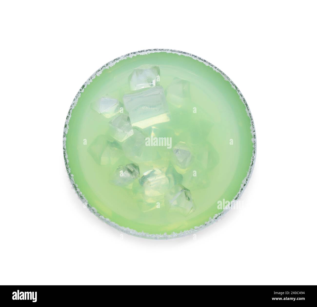 Delicious Margarita cocktail with ice cubes in glass isolated on white ...