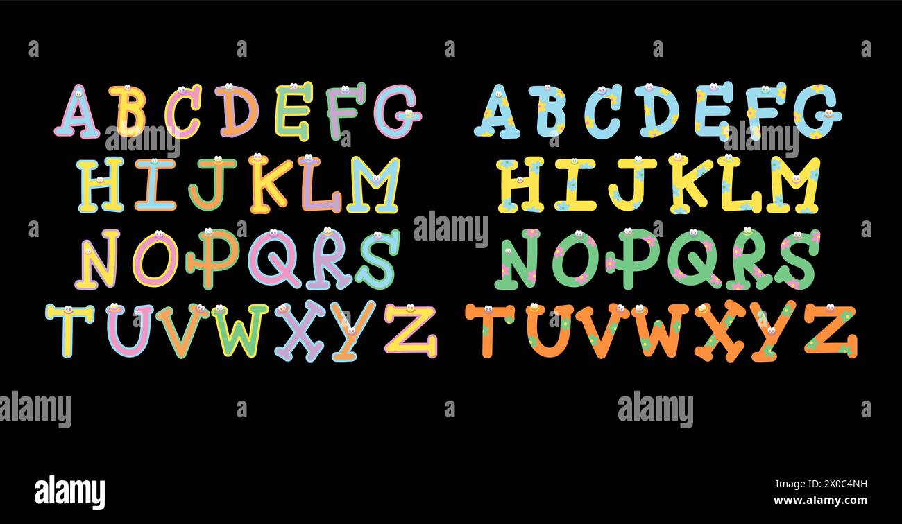 Pastel A to Z alphabet letters design for cute font, cartoon ...