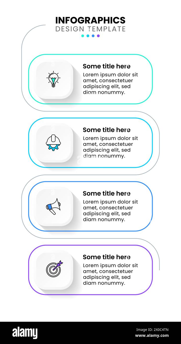 Infographic template with icons and 4 options or steps. Vertical line ...