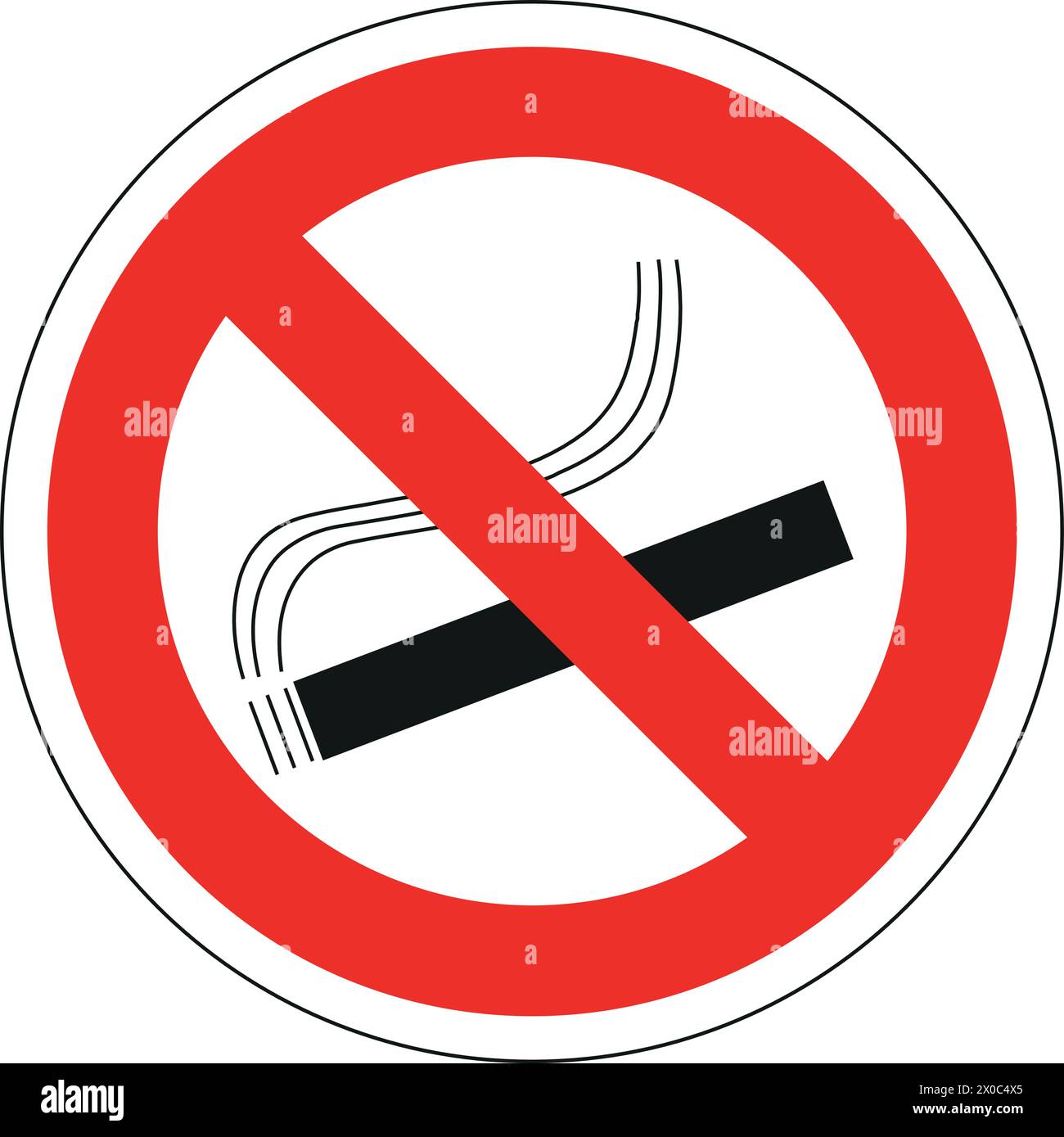 Round sign with white background and red surround, No smoking Stock ...