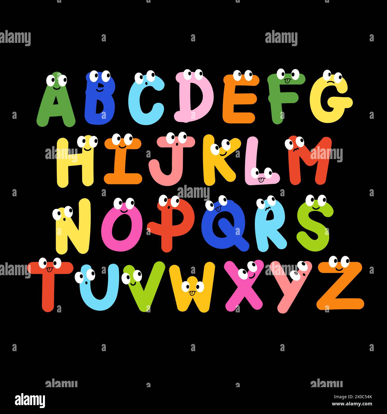 Colourful A to Z alphabet letters design for font, pride month, cartoon ...