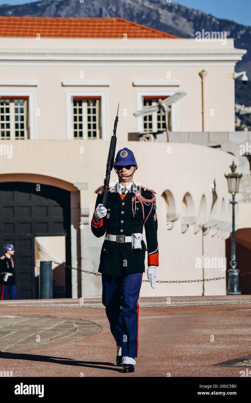 Monaco, Monaco - 20 January 2024: Guard at the Prince's Palace in ...