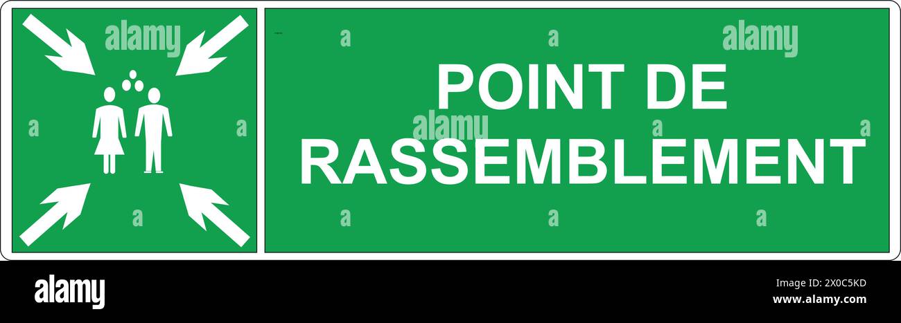Rectangular sign on green background: Assembly point Stock Vector Image ...