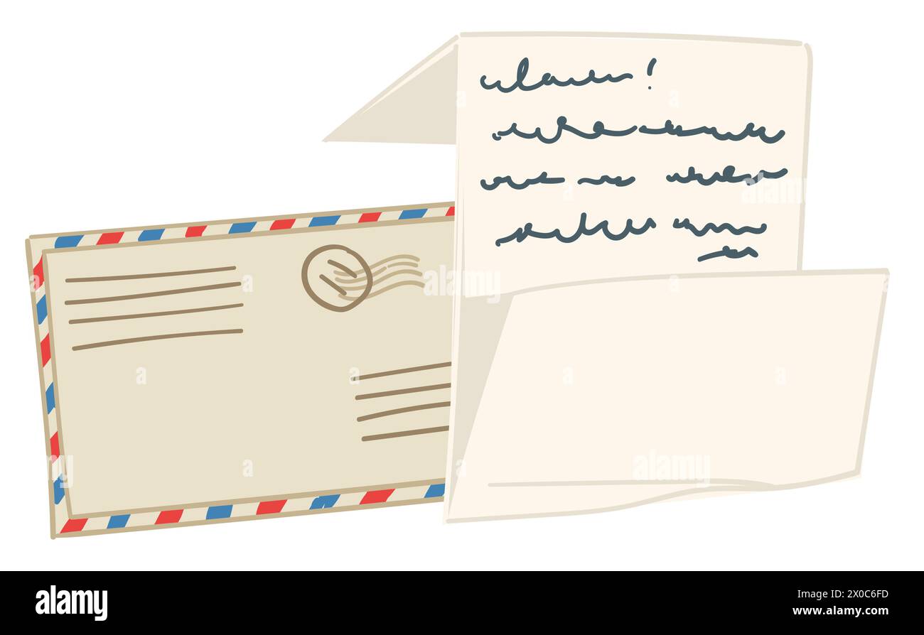 Vintage letter with handwritten message on paper Stock Vector Image ...