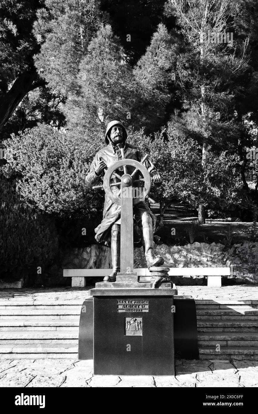 Monaco, Monaco - 20 January 2024: Statue of Prince of Monaco Albert 1 ...