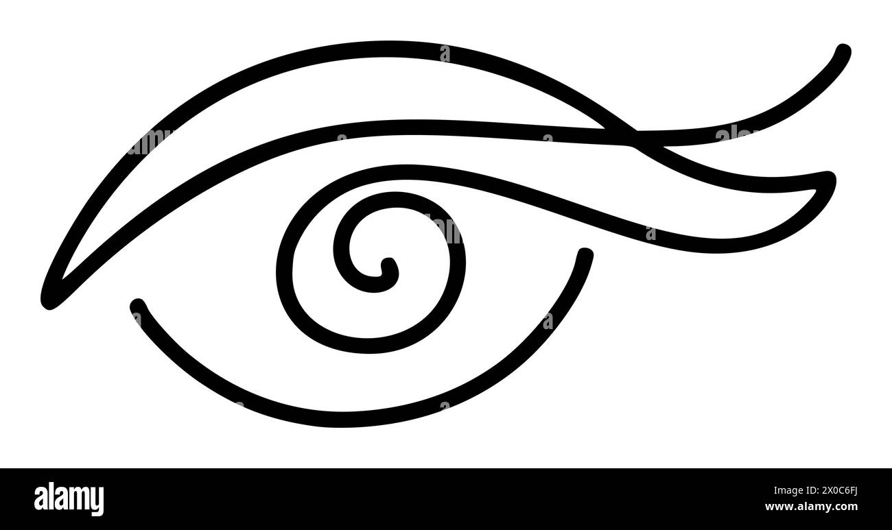 Hand drawn eye icon in simple doodle style. Open black eye with lines ...