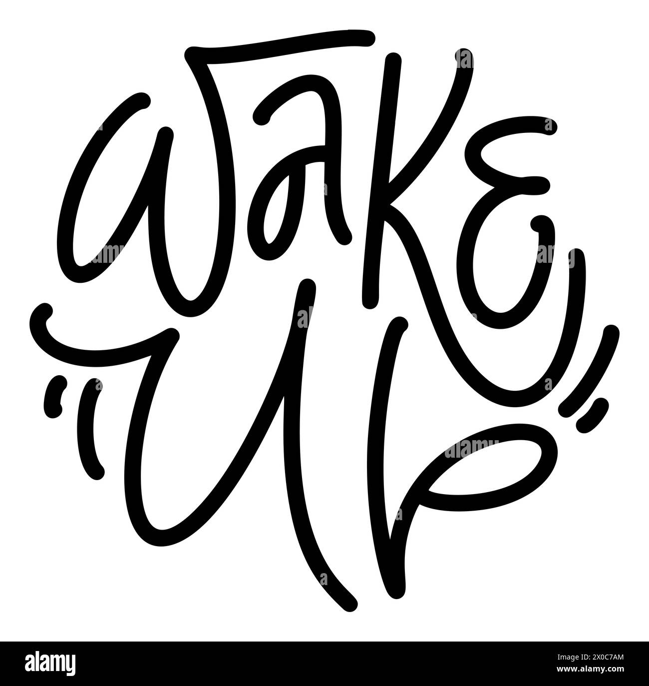 Wake Up black text. Modern morning motivation calligraphy. Hand ...