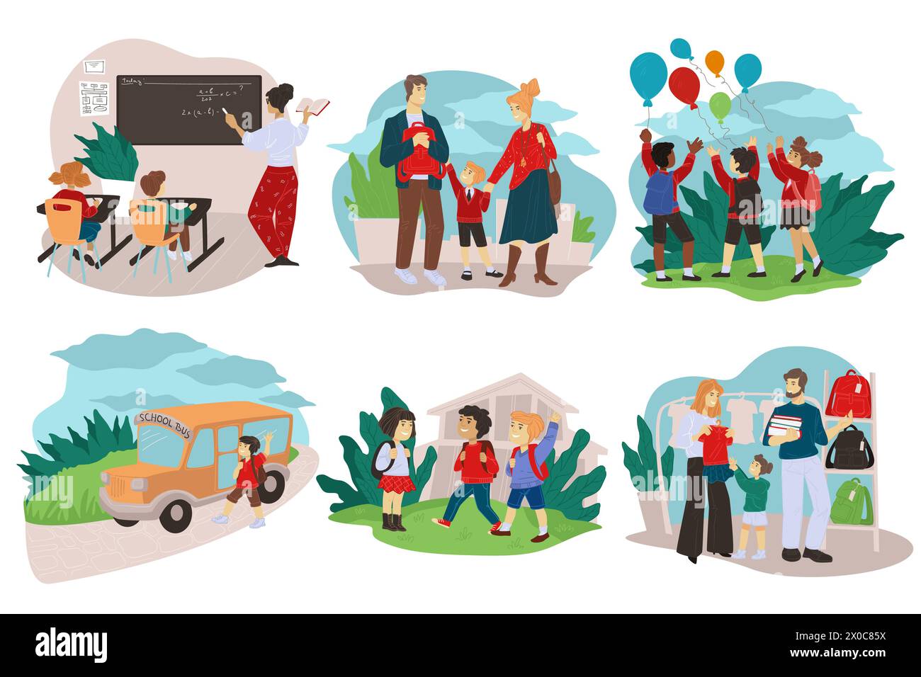 School and education, parents and children vector Stock Vector Image ...