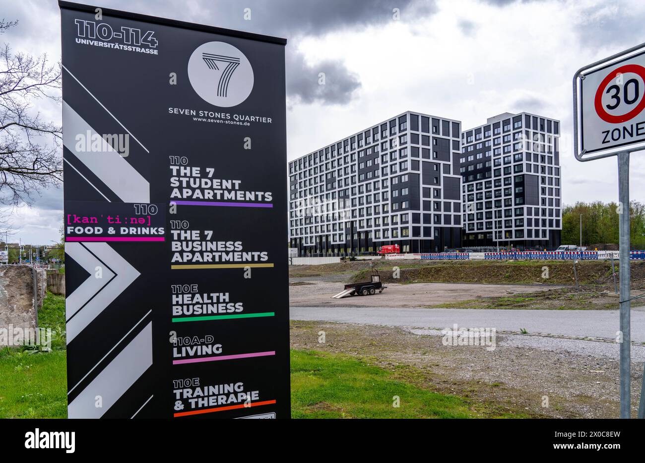 Das Seven-Stones Quartier in Bochum, ein Campus mit Studentenwohnungen, Business Apartments ...