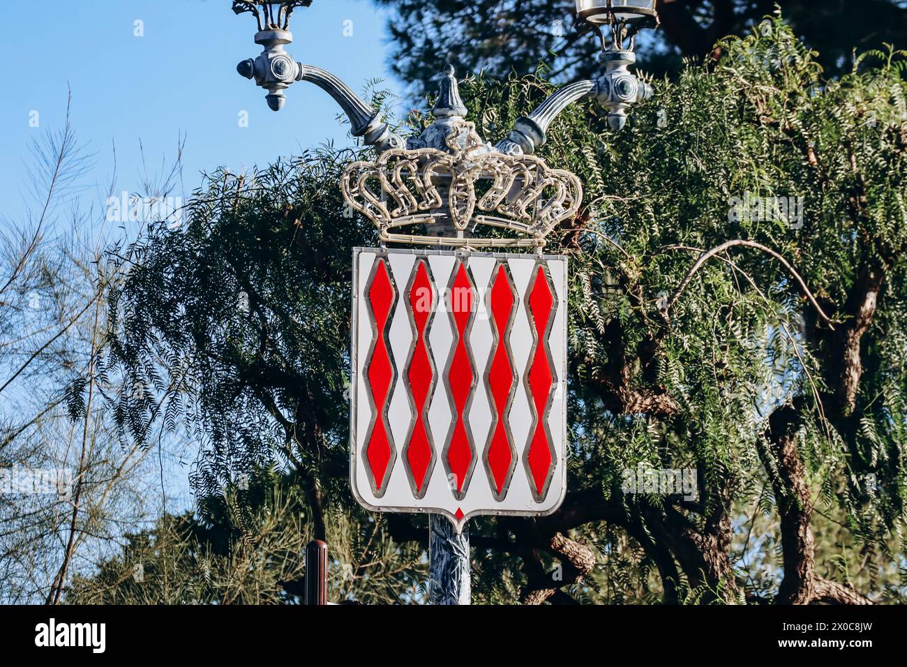 Coat of arms of Monaco, as well as flags of the Principality Stock ...